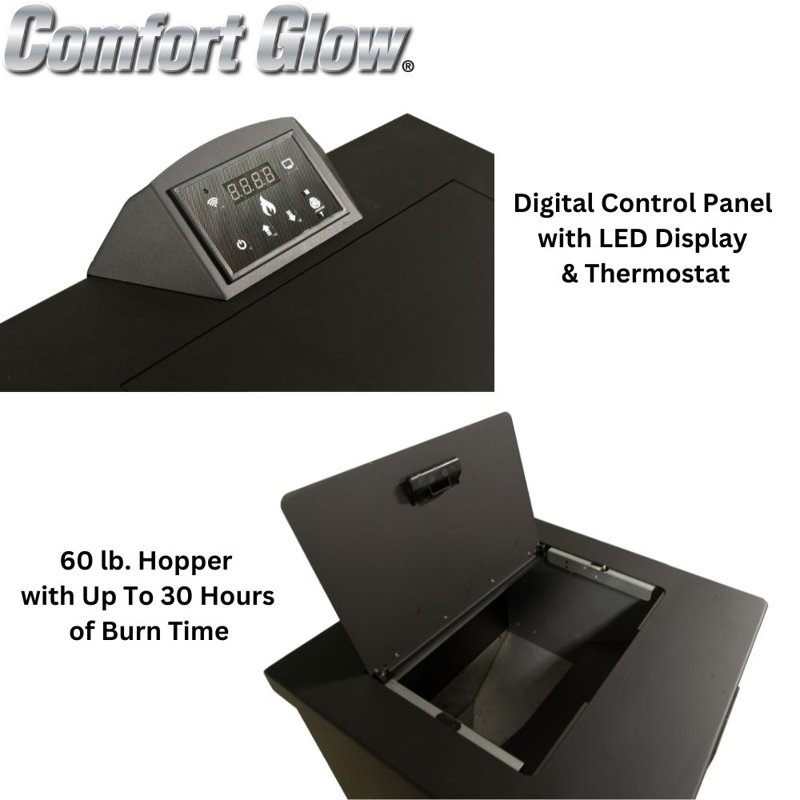 Comfort Glow Freestanding Pellet Stove - Heats Up To 2,200 sq ft, 60 lb Hopper, Digital Control ...